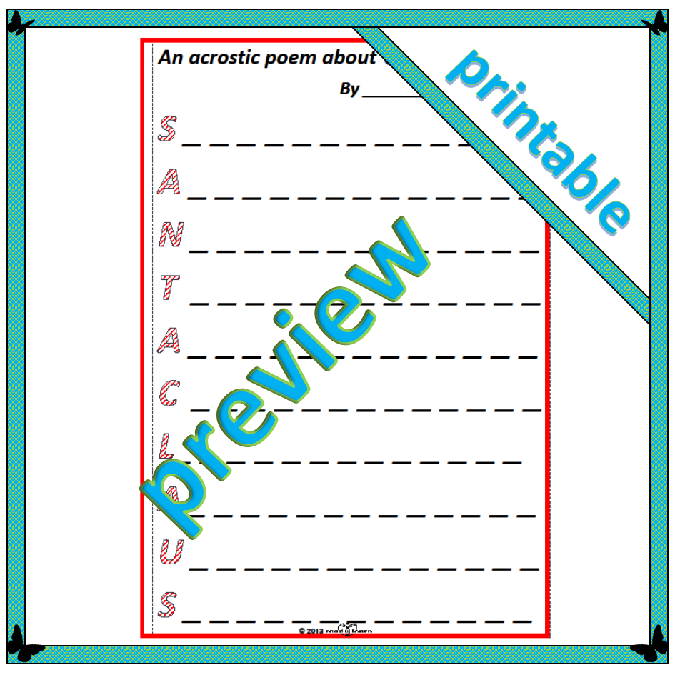 An acrostic poem about Santa Claus template – readilearn