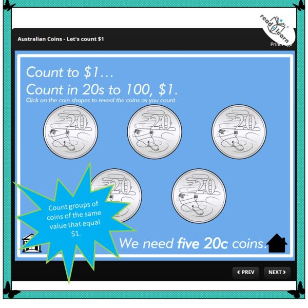 Australian Coins Let’s count $1 – readilearn