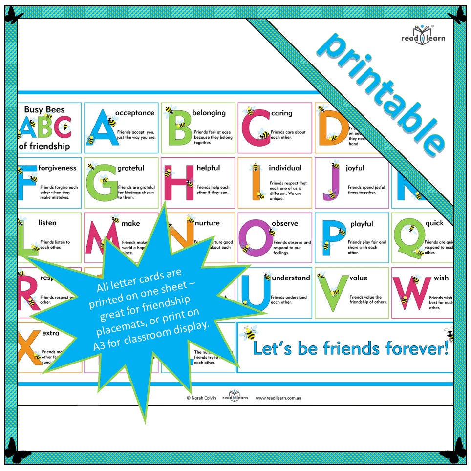 Busy Bees ABC of friendship – readilearn