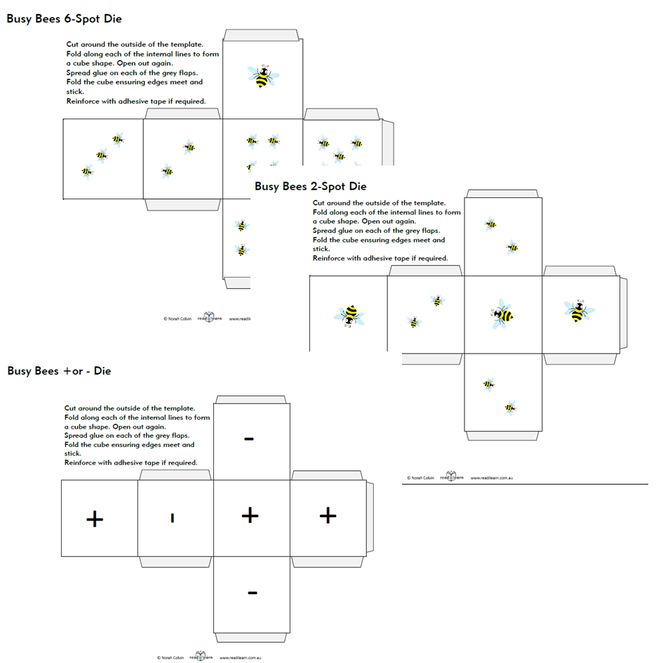Busy Bee Number lines and dice – readilearn