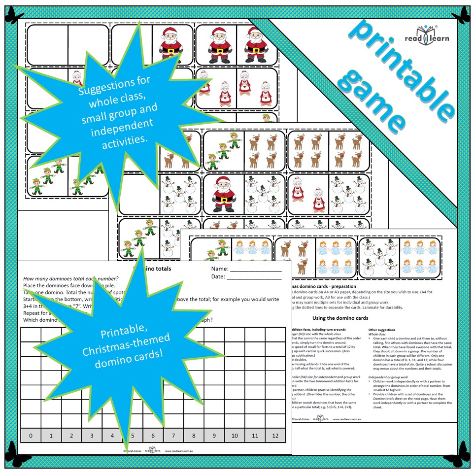 Christmas domino cards – readilearn