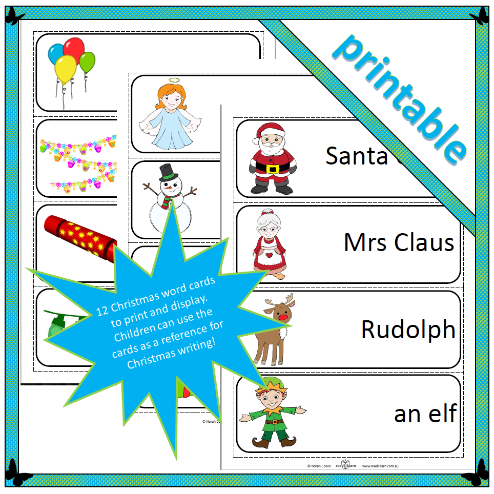Christmas word cards – readilearn