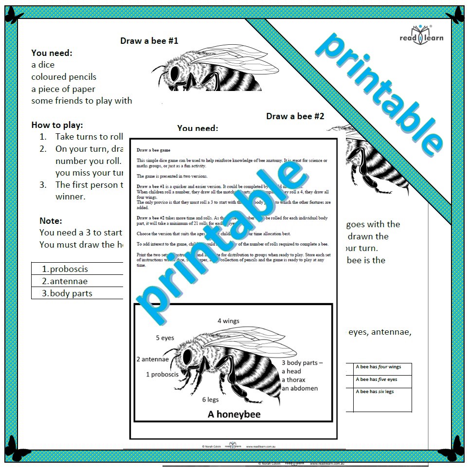 Draw a bee game – readilearn