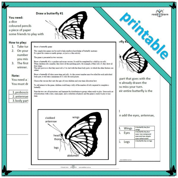 Draw a butterfly game – readilearn