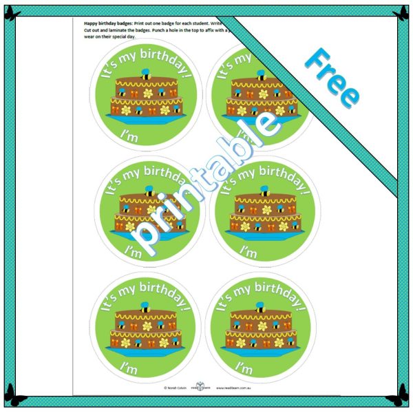 Happy birthday badges – readilearn