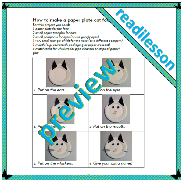 How to make a paper plate cat face – Level 1 – readilearn
