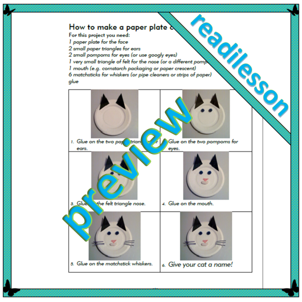 How to make a paper plate cat face – Level 2 – readilearn