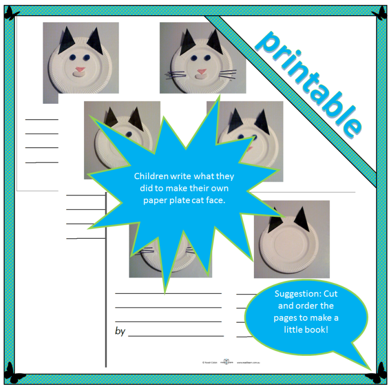 How to make a paper plate cat face – Writing activity – readilearn