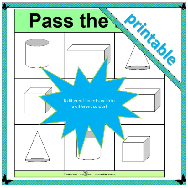Pass the Bag 3D Shapes – Game boards – readilearn