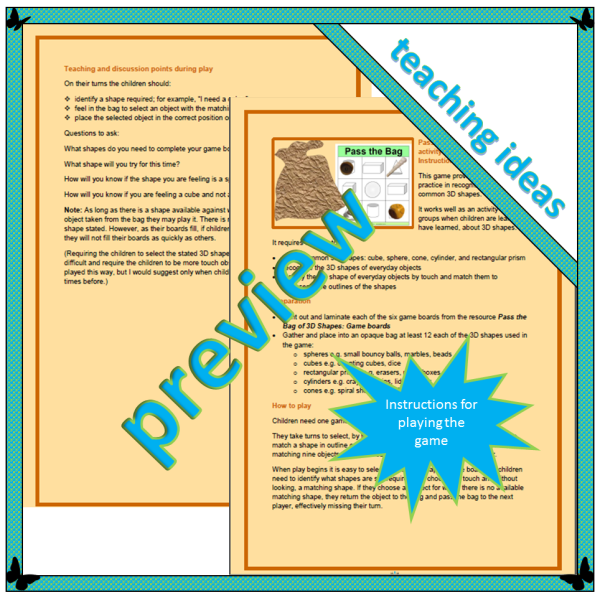 Pass the Bag of 3D Shapes – An activity for maths groups: Instructions ...