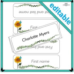 Sunflower Desk name template – readilearn