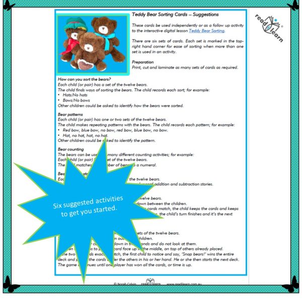 Teddy Bear Sorting Cards – readilearn
