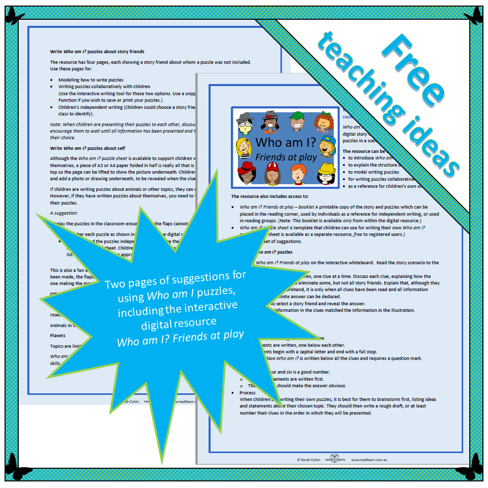 Who am I? Friends at play – How to use this resource – readilearn