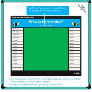 Who is here today? Interactive chart – readilearn