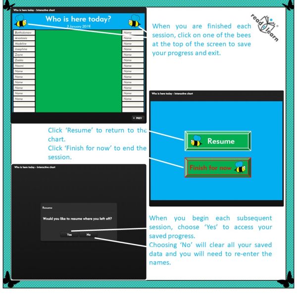 Who is here today? Interactive chart – readilearn