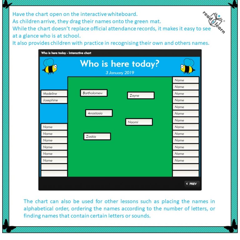 Who is here today? Interactive chart – readilearn