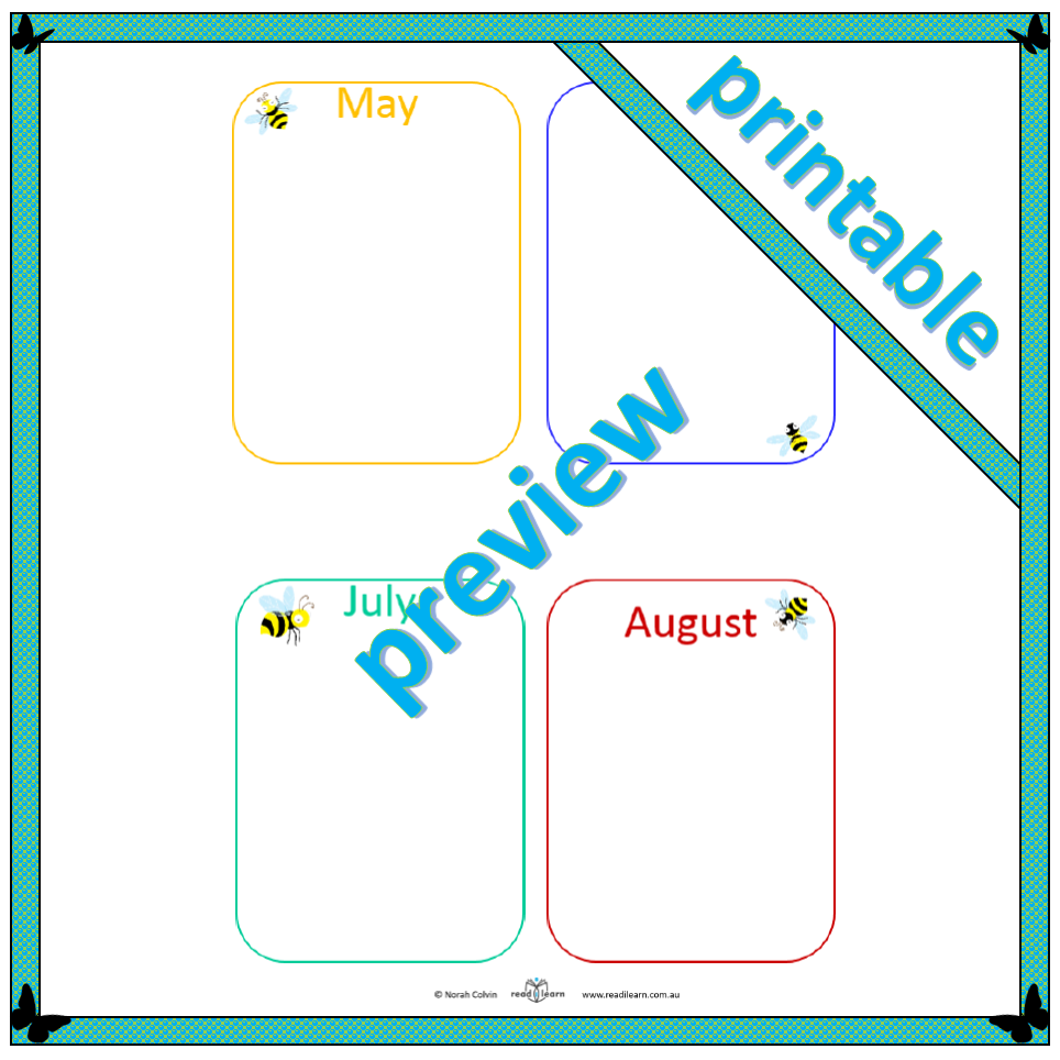 Busy Bee – Months of the year – readilearn