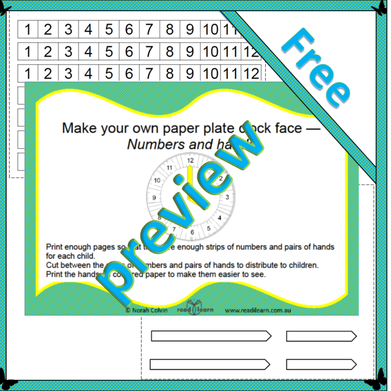 Make your own paper plate clock face – Numbers and hands – readilearn