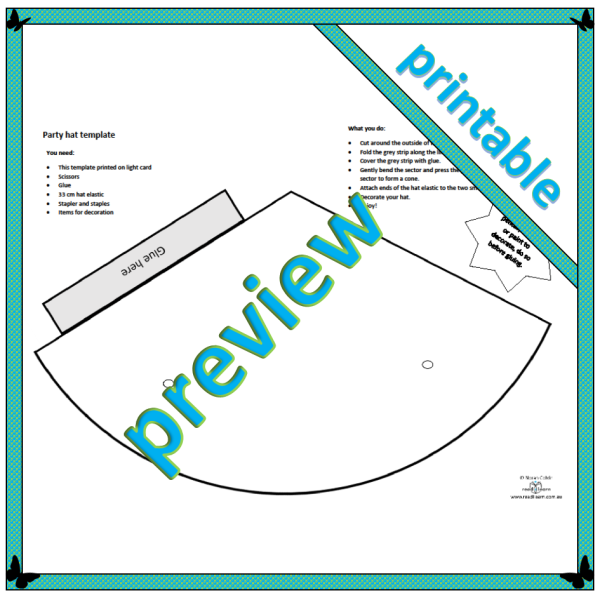 Party hat template – readilearn