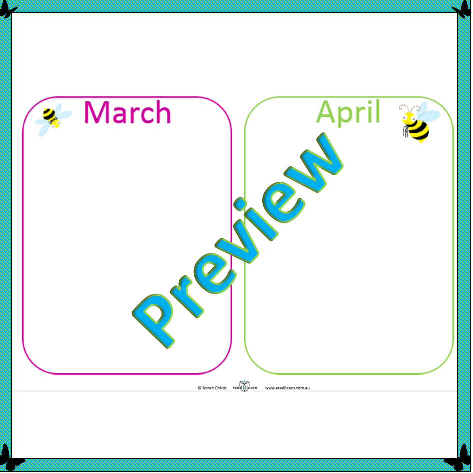 Busy Bee – Months of the year – readilearn