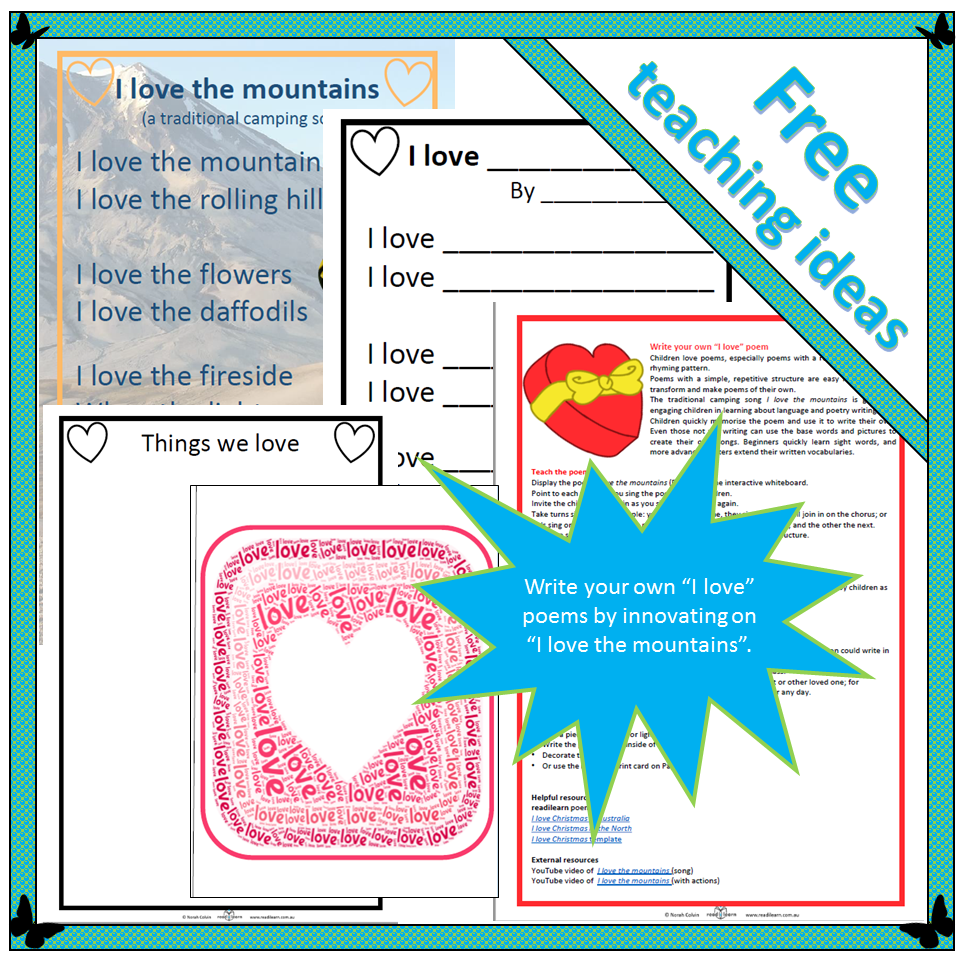 Write your own “I love” poem – readilearn