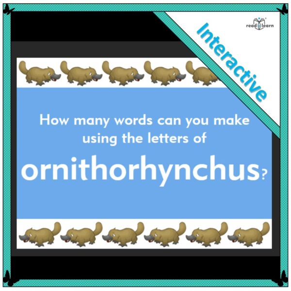 Make words using letters in ornithorhynchus – readilearn