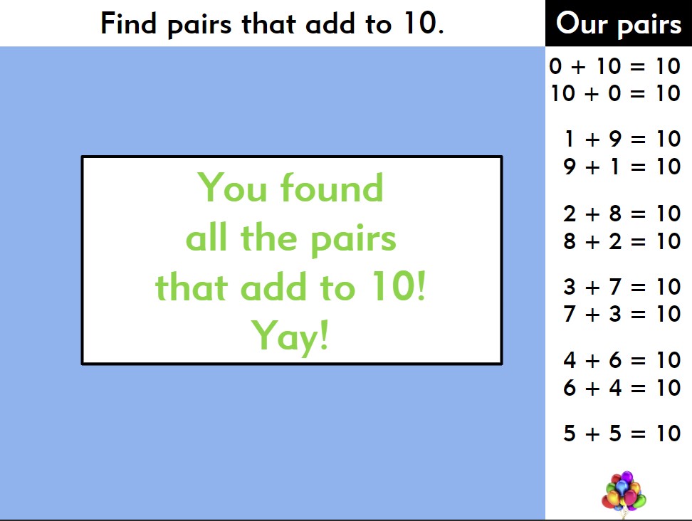 New lessons in matching numbers that add to ten – readilearn