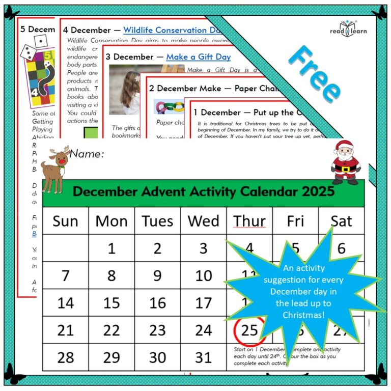 December Advent Activity Calendar – readilearn
